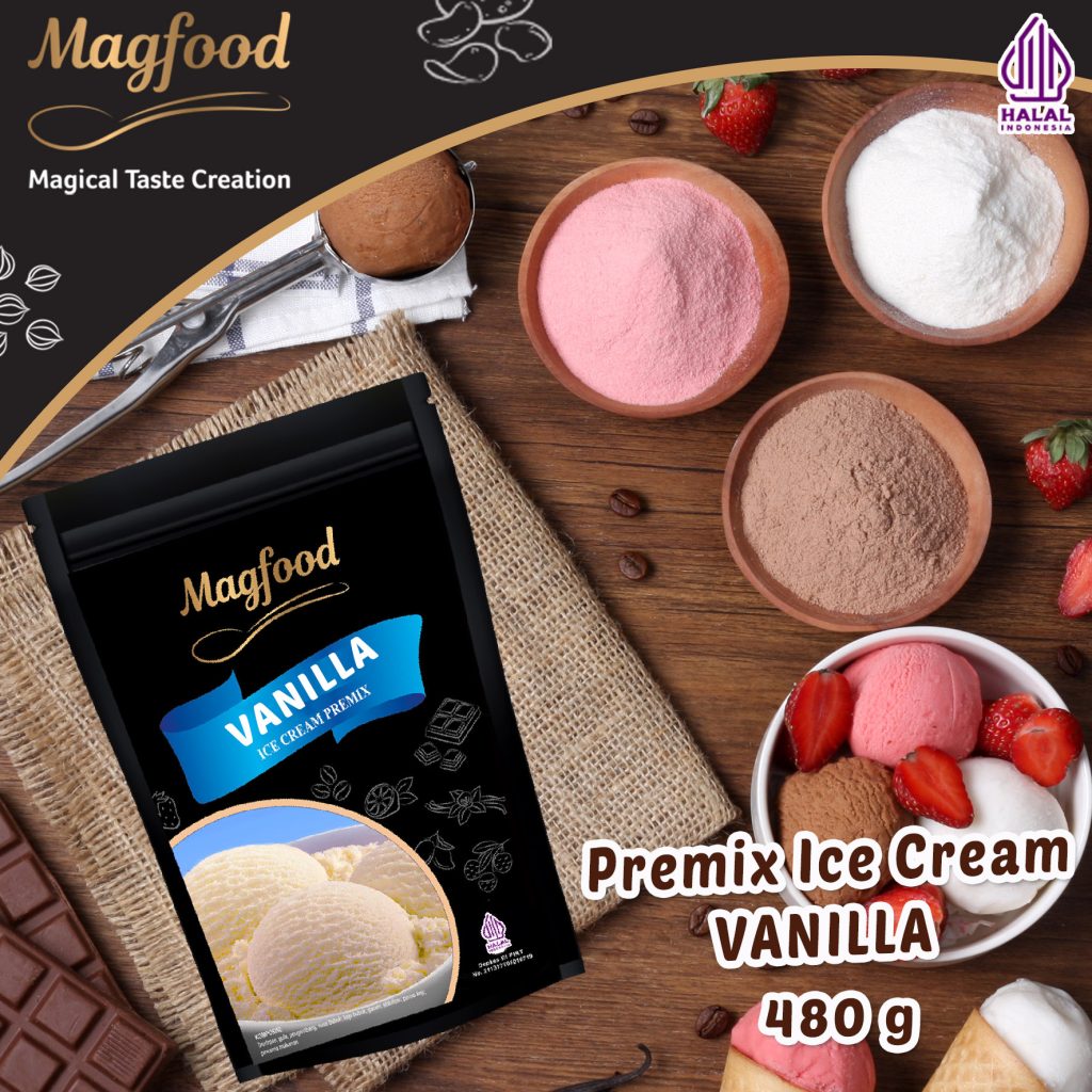 MAGFOOD PREMIX ICE CREAM VANILLA 480 GRAM - Magfood