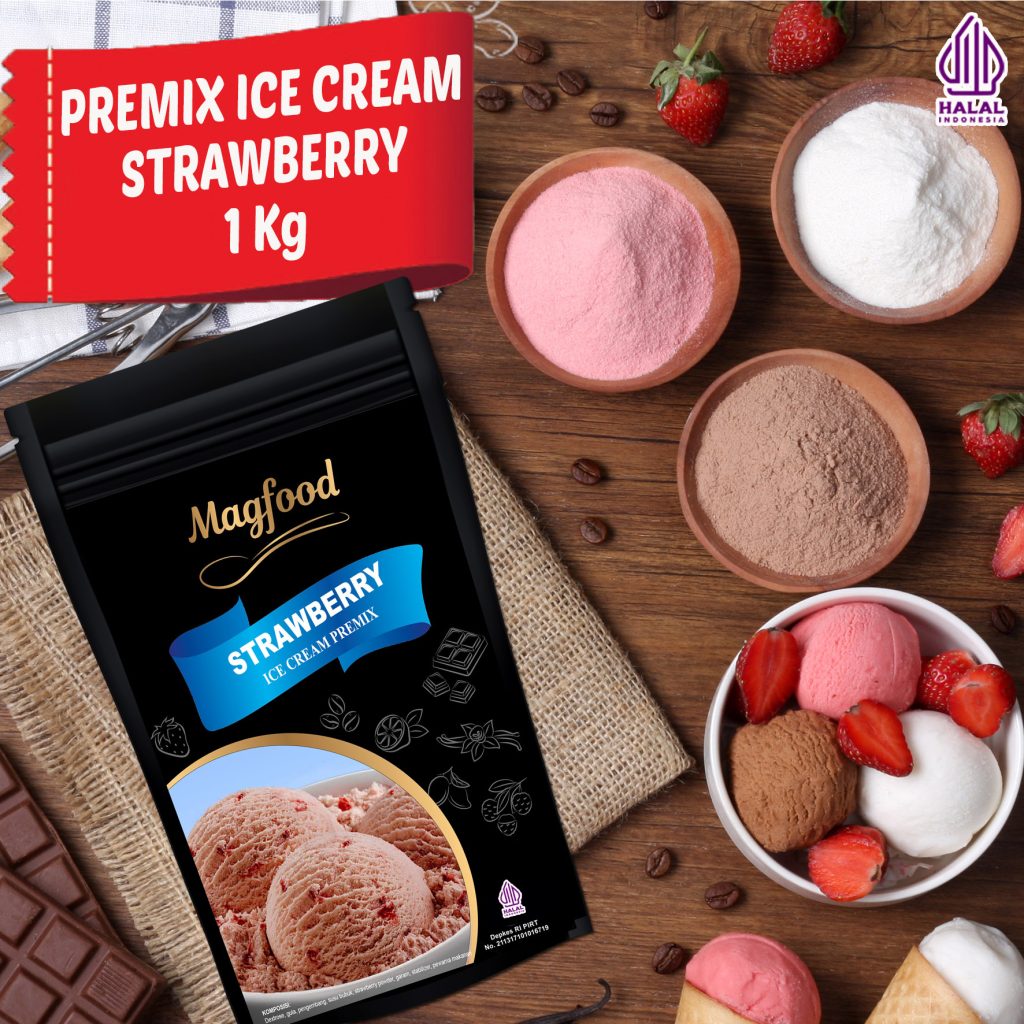 MAGFOOD PREMIX ICE CREAM STRAWBERRY 960 GRAM - Magfood